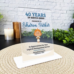 40 Years of Service 40th Anniversary Ginger Hair Nurse Gift for ...