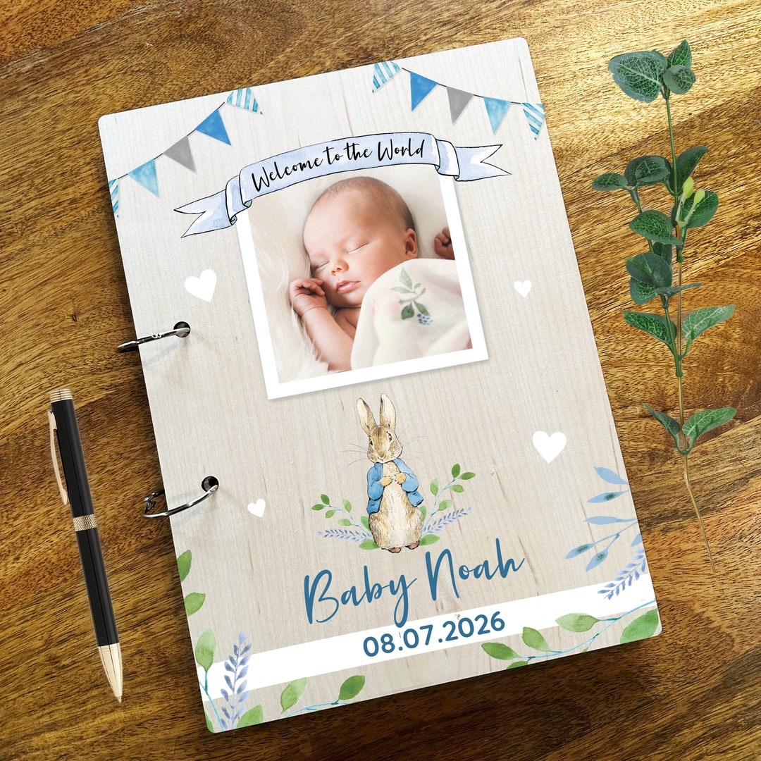 Wood New Baby Boy Peter Rabbit Photo Album Memories New Baby Keepsake ...