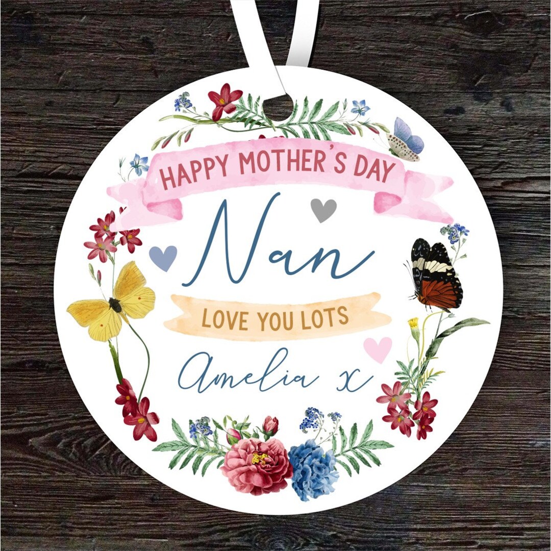 Nan Happy Mother's Day Gift Flower Wreath Round Personalised Hanging ...
