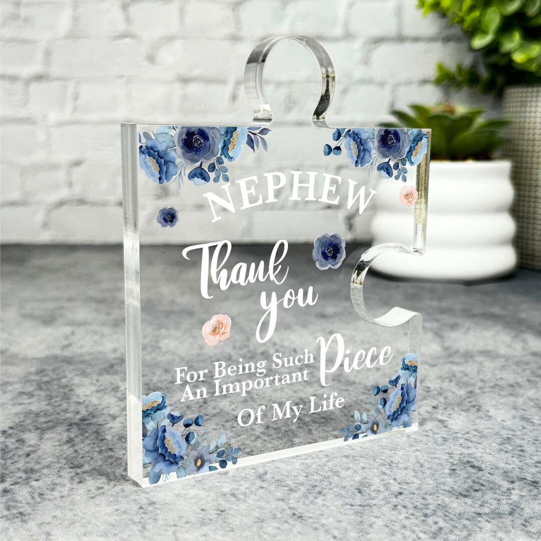 Gift for Nephew Thank You Navy Watercolour Puzzle Plaque Keepsake Gift ...