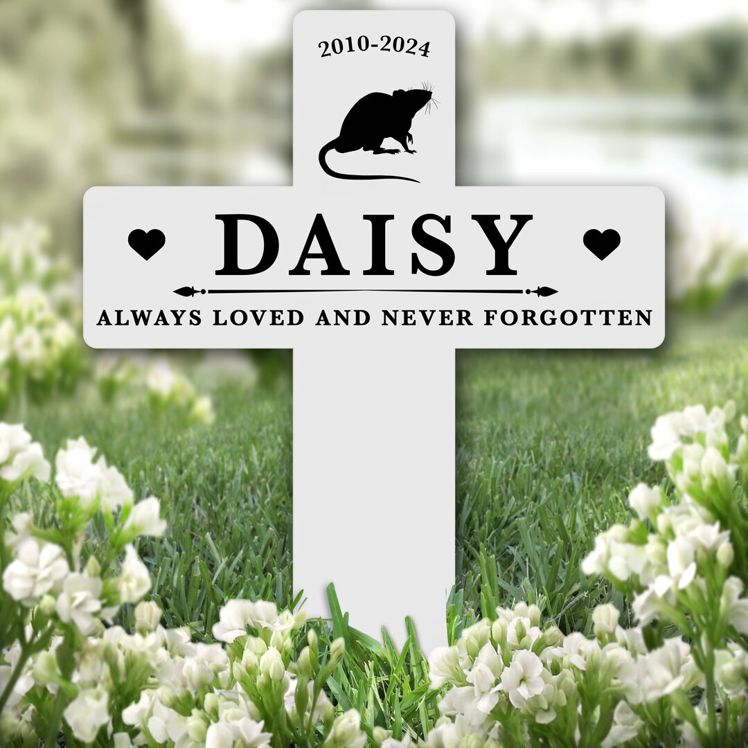 Cross Rat Silhouettes Pet Remembrance Garden Plaque Grave Marker ...