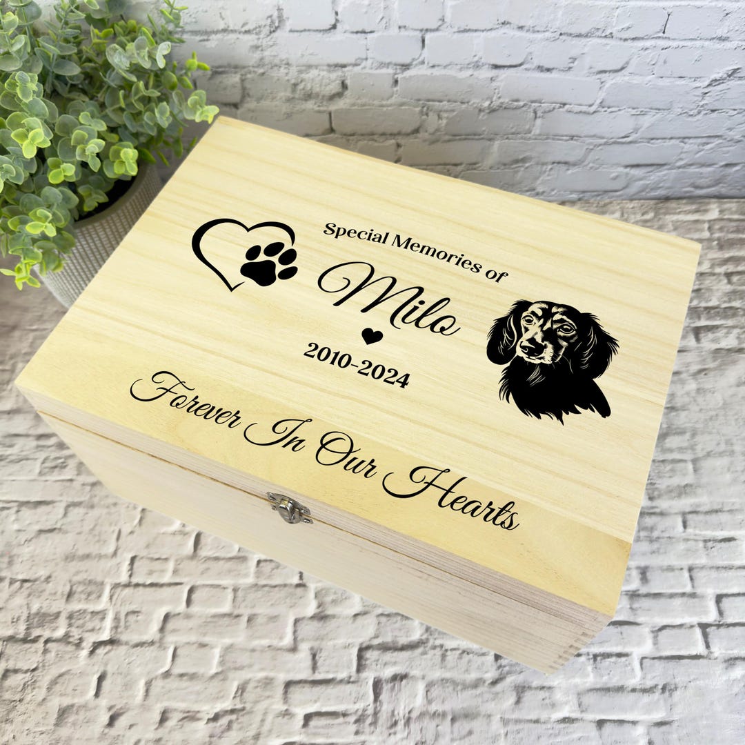 Heart Paw Print Dachshund Pet Memorial Personalised Wooden Memory ...