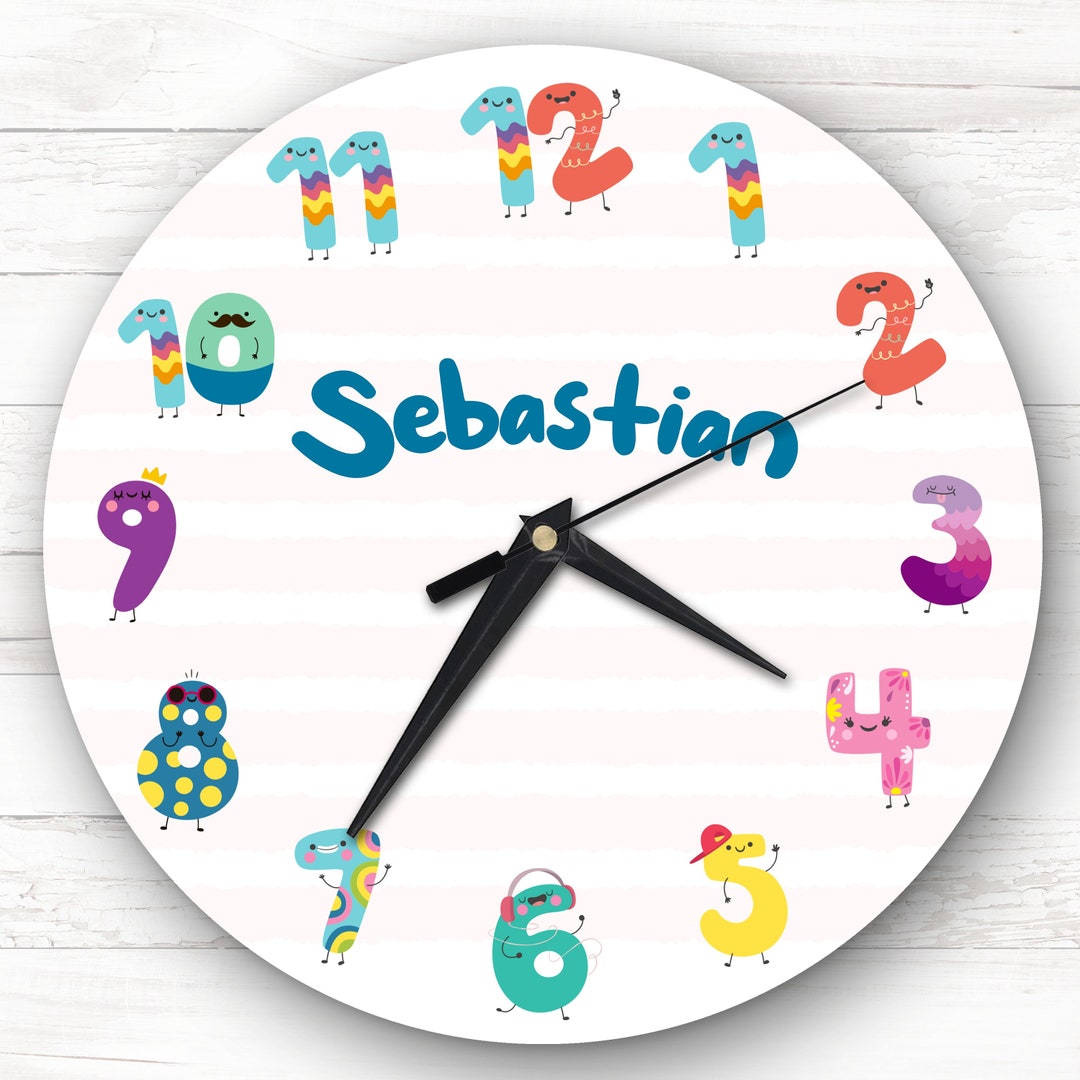 Funny Numbers Characters Toddler Custom Gift Personalised Clock - Etsy