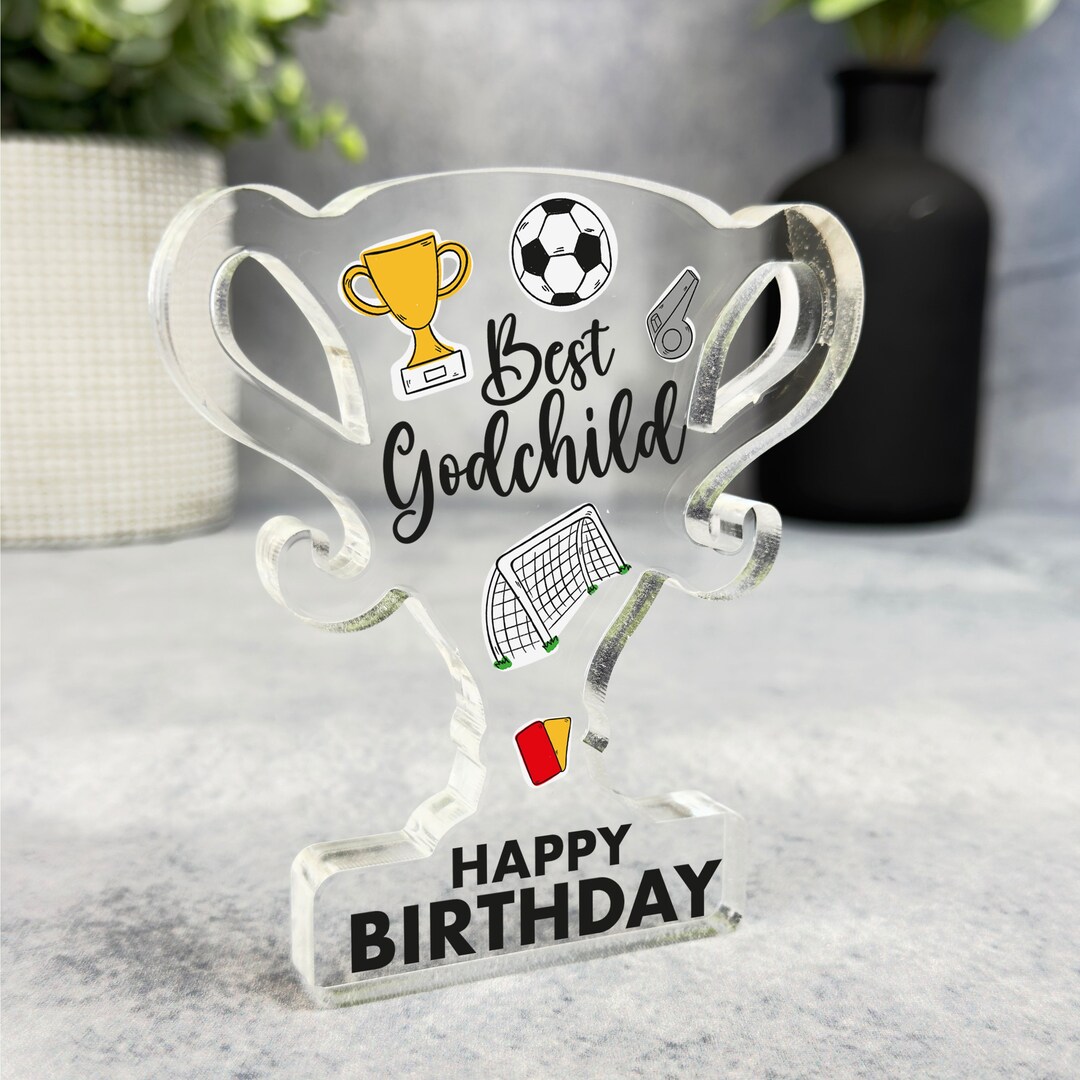 Best Godchild Football Elements Birthday Present Trophy Plaque Keepsake ...
