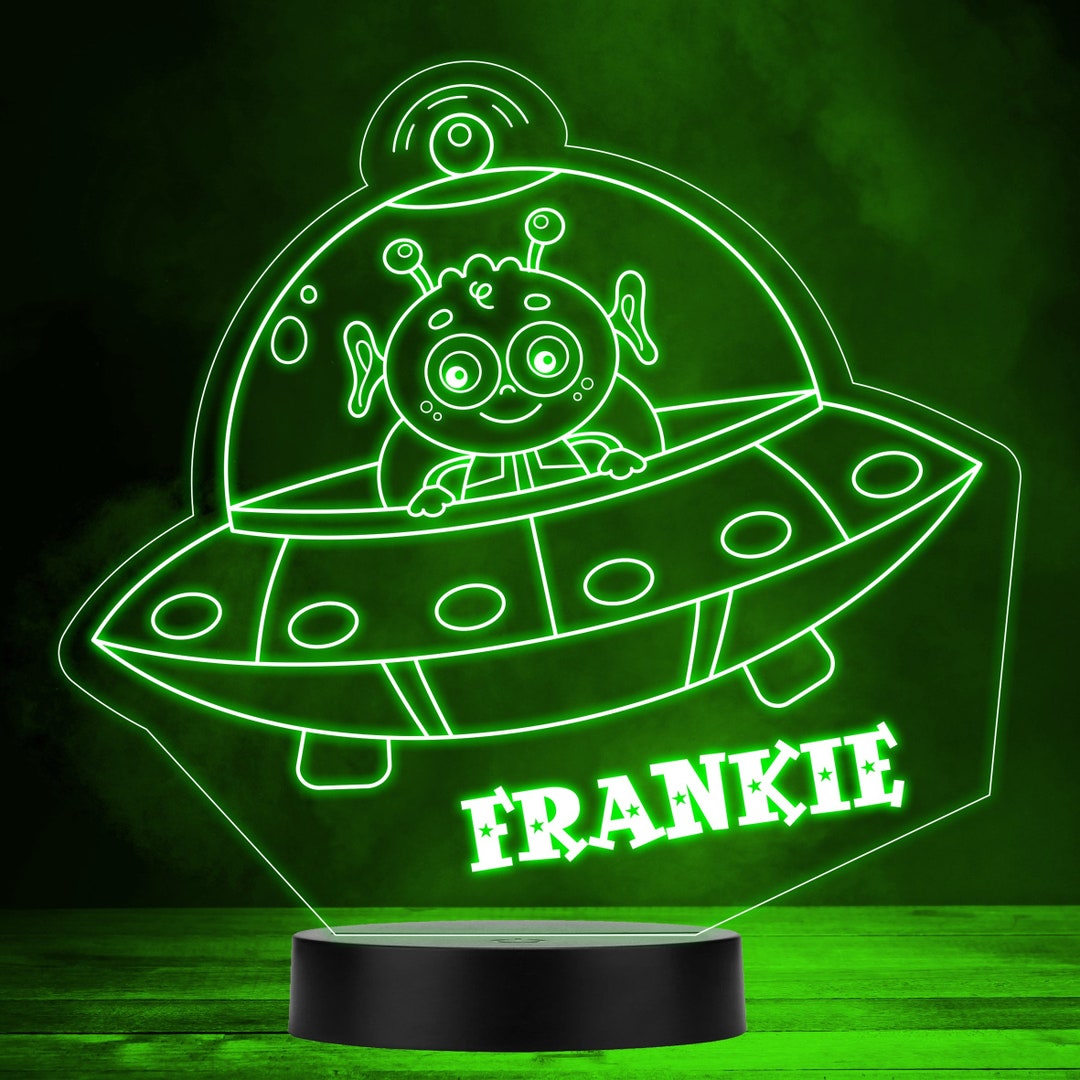 Cute Alien Flying Spaceship UFO Led Lamp Personalised Gift Night Light ...
