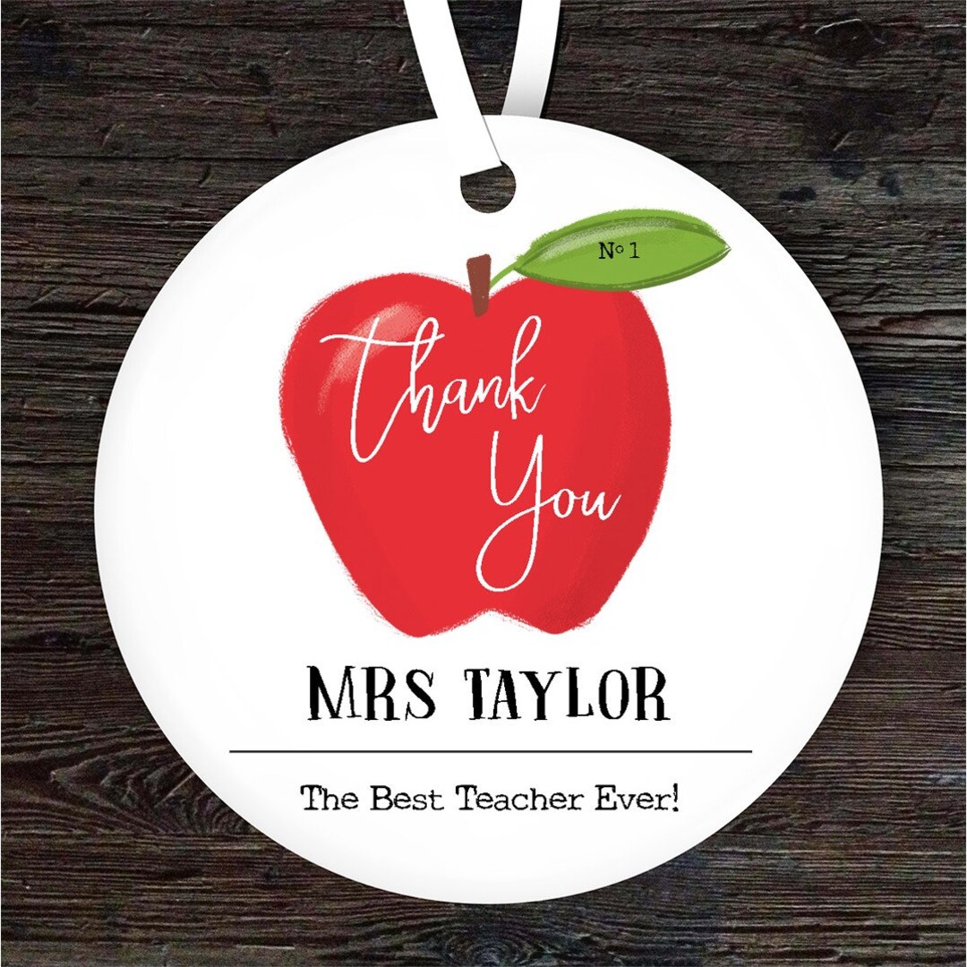 Thank You Best Teacher Ever Apple Personalised Gift Keepsake Hanging ...