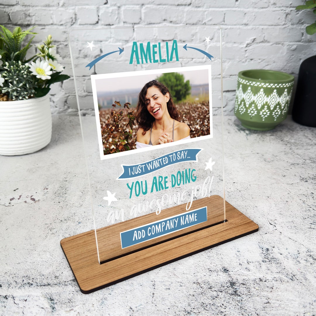 Doing an Awesome Job Work Blue Photo Gift for Employee Colleague Friend ...