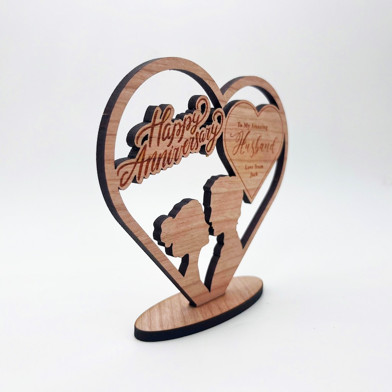 Wood Happy Wedding Anniversary Couple Heart Husband Keepsake ...