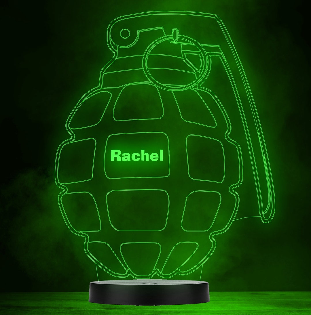 Grenade War Army Personalised Gift Colour Changing Led Lamp Night Light ...