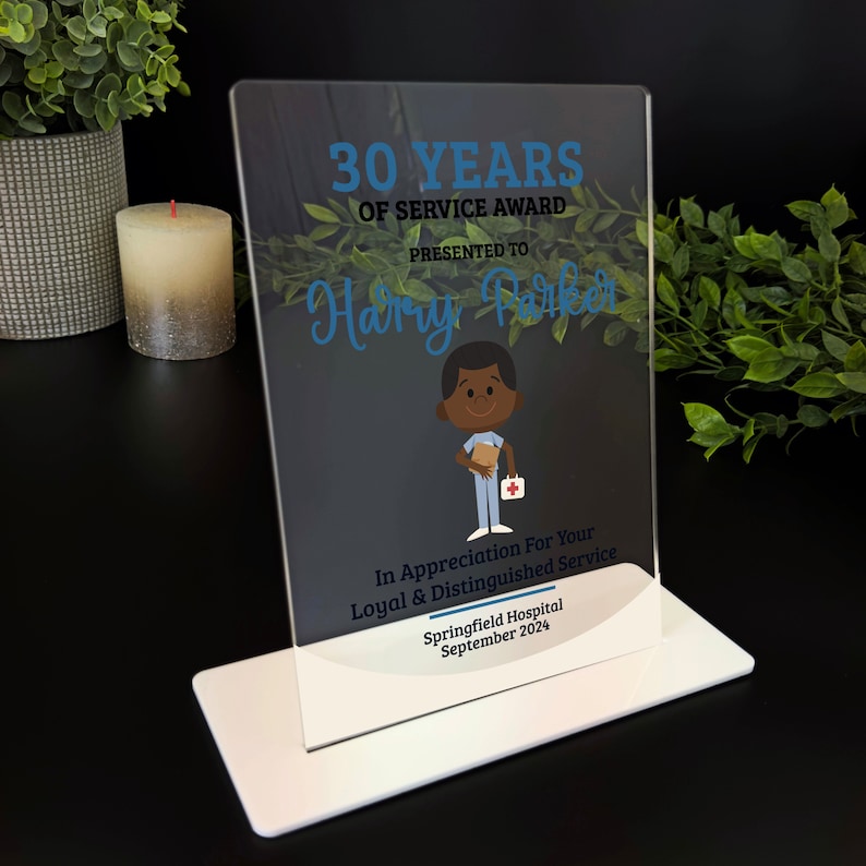 30 Years Service 30th Anniversary Dark Skin Him Nurse Gift for Employee ...