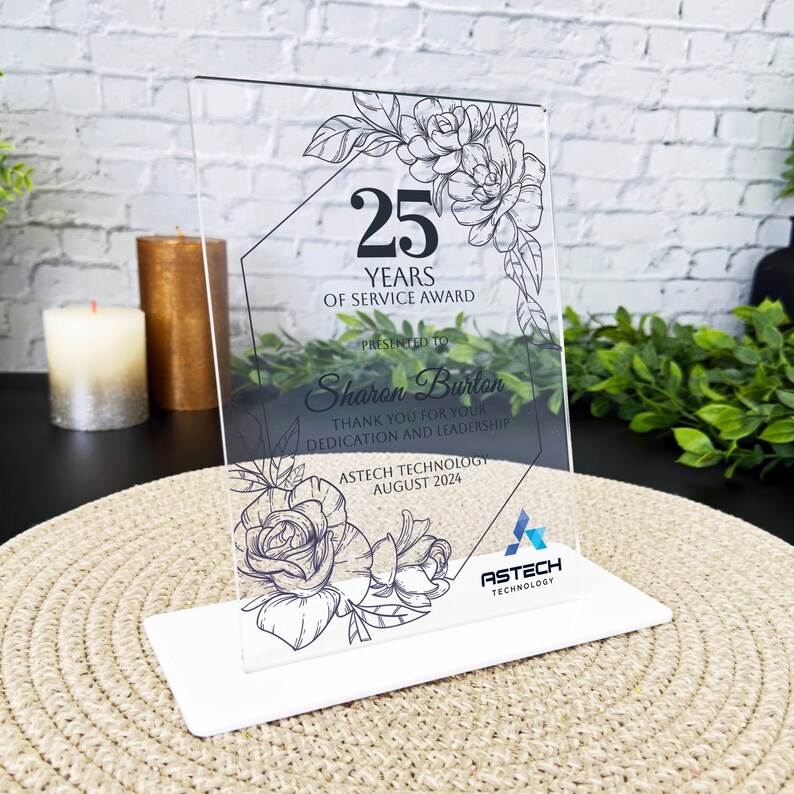 25 Years Service 25th Anniversary Art Line With Logo Gift Employee ...