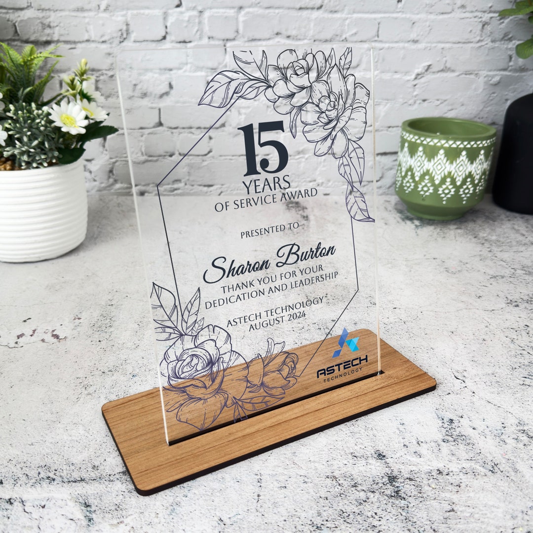 15 Years Service 15th Anniversary Art Line With Logo Gift Employee ...