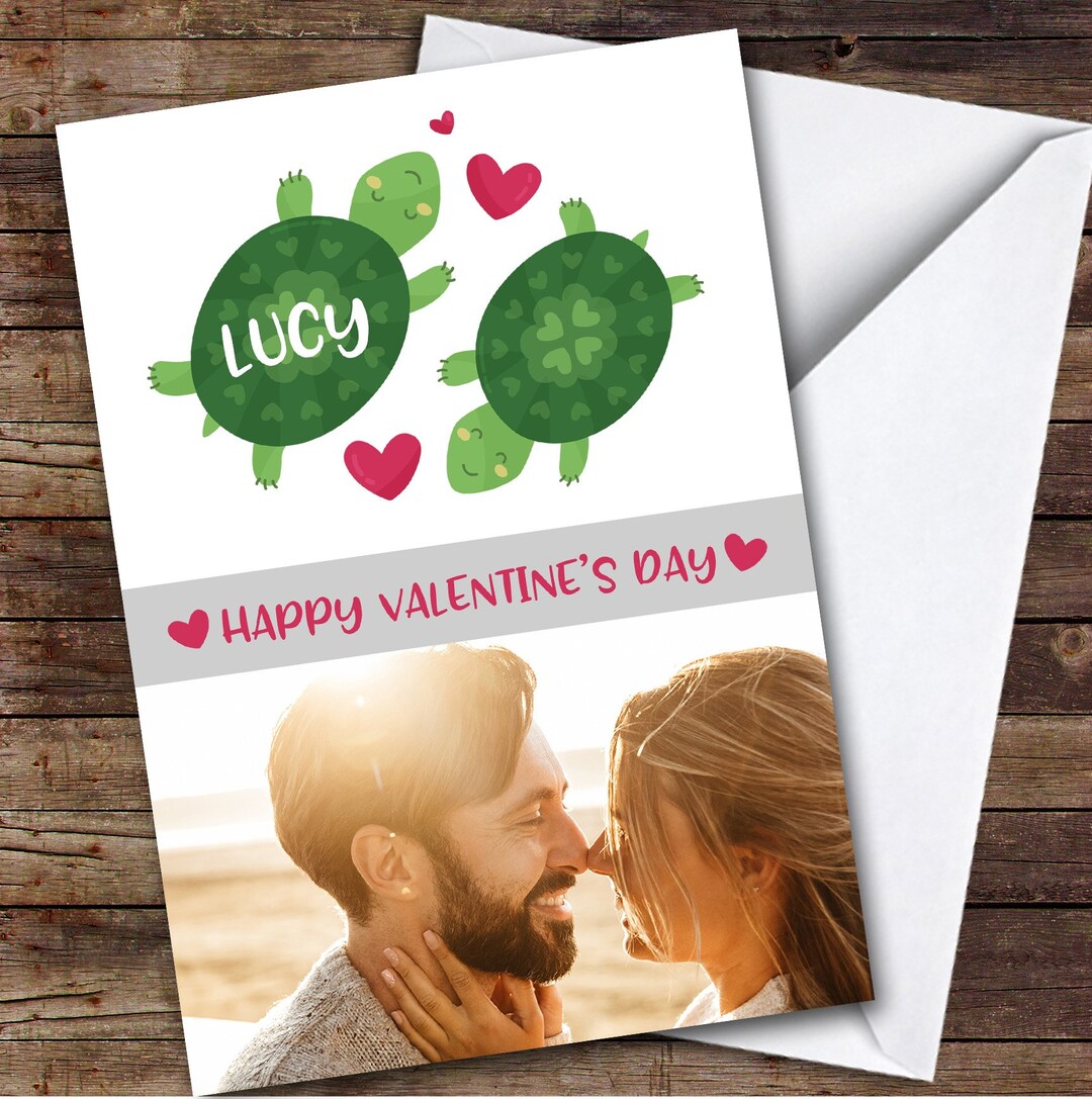 Personalised Cute Turtles Romantic Hearts Photo Happy Valentine's Day ...