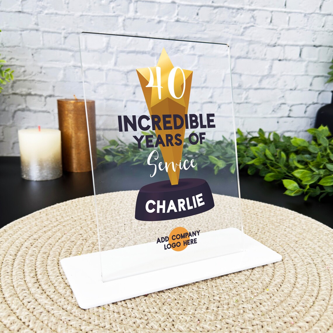 40 Years Service 40th Anniversary Job Trophy Medal Photo Gift Employee ...