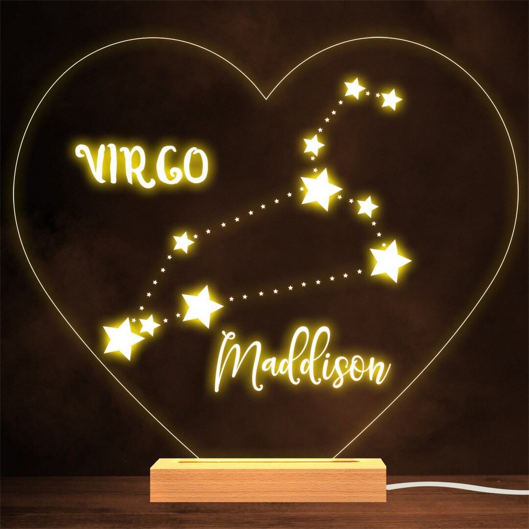 Constellations Zodiac Sign Virgo Personalised Gift Lamp Night Light - Etsy