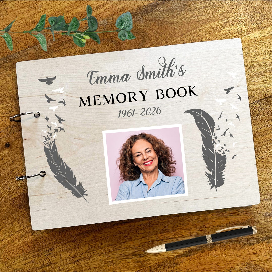 Memorial Feather Photo Sympathy in Loving Memory Funeral Condolence ...