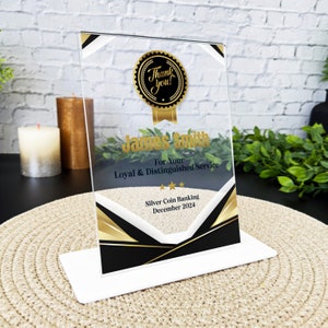Thank You Loyal Service Award Black Gold Gift Employee Personalised ...