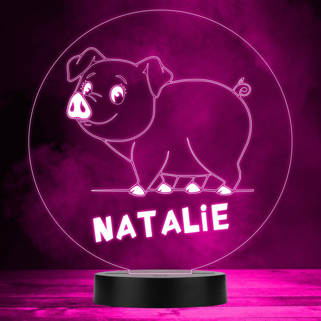 Cute Pig Farm Animal Colour Changing Personalised Gift LED Lamp Night ...