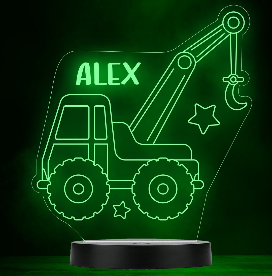 Digger Vehicle Toy Tractor Personalised Gift Colour Change Led Lamp ...