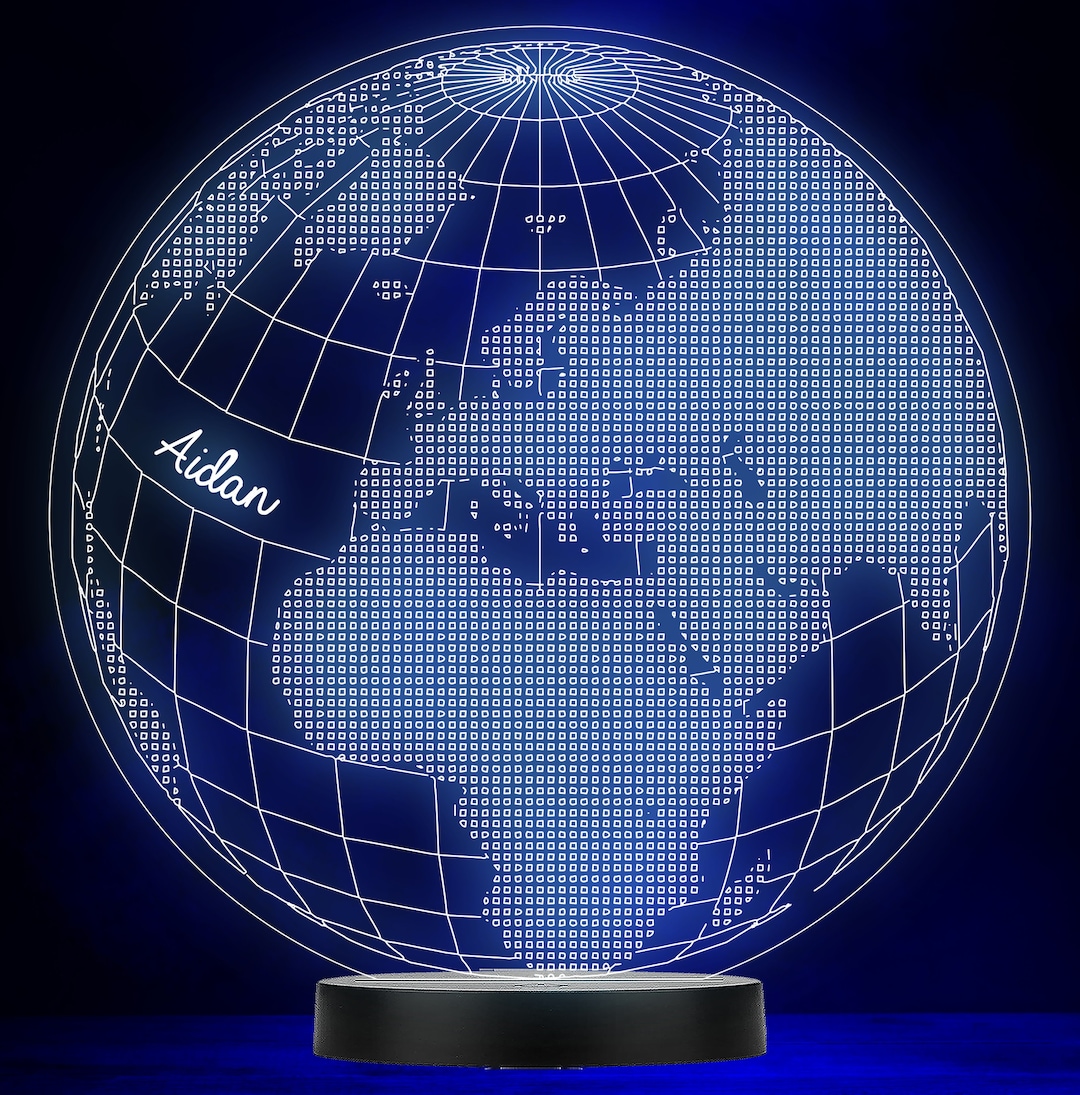 World Atlas Globe Personalised Gift Colour Changing Led Lamp Night ...