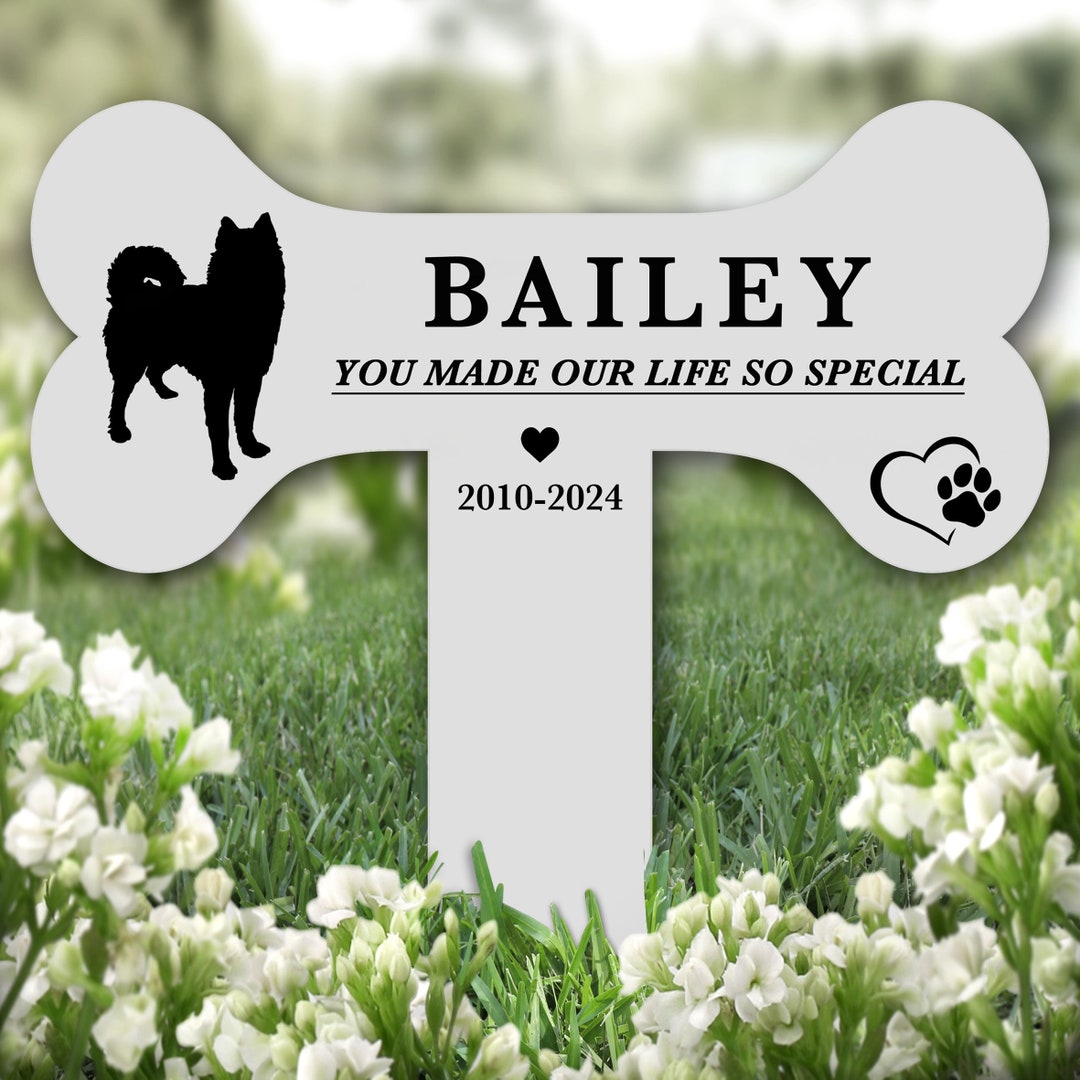 Bone Husky Dog Pet Remembrance Garden Plaque Grave Marker Memorial ...