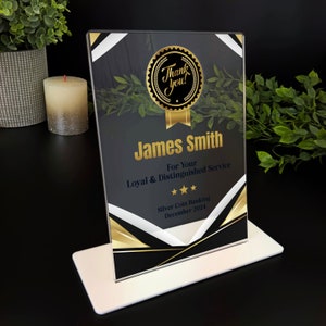 Thank You Loyal Service Award Black Gold Gift Employee Personalised ...