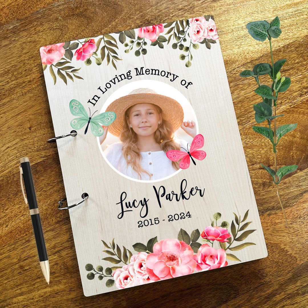 Wood Butterflies Photo Sympathy in Loving Memory Funeral Condolence ...