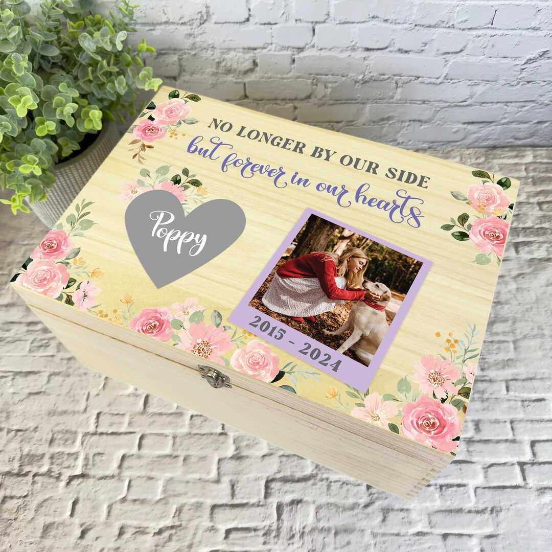 Pet Loss Cat Dog Horse Floral Photo Personalised Memorial Wooden ...