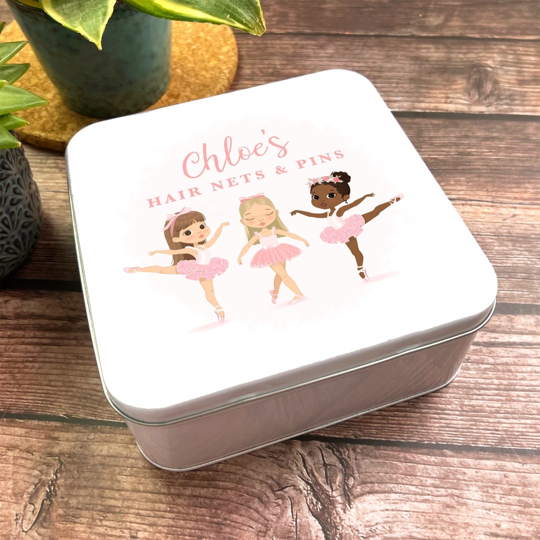 Square Cute Ballerina Girl Dancing Pink Nets & Pins Personalised Hair ...