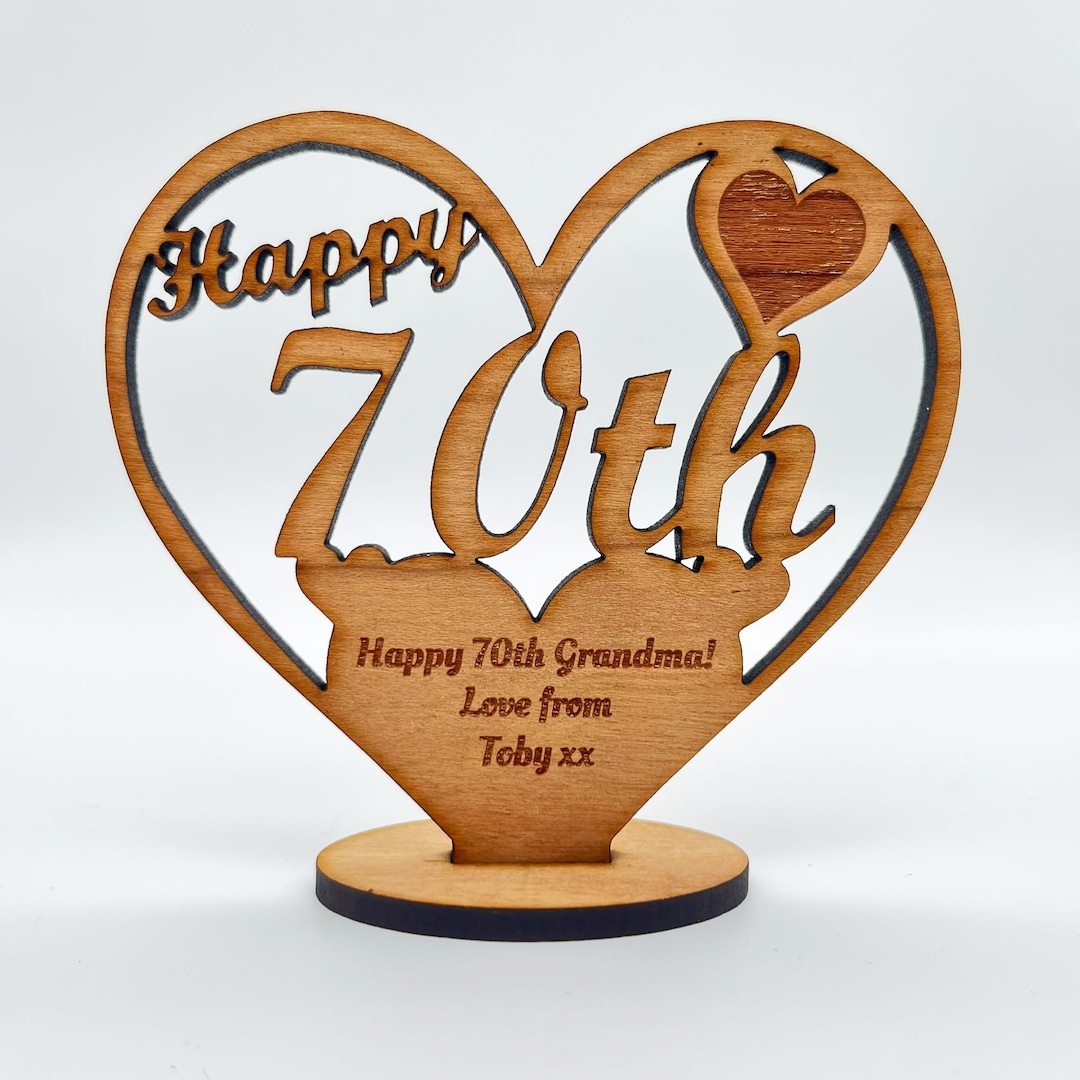 Happy 70th Special Birthday Heart Engraved Keepsake Personalised Gift ...