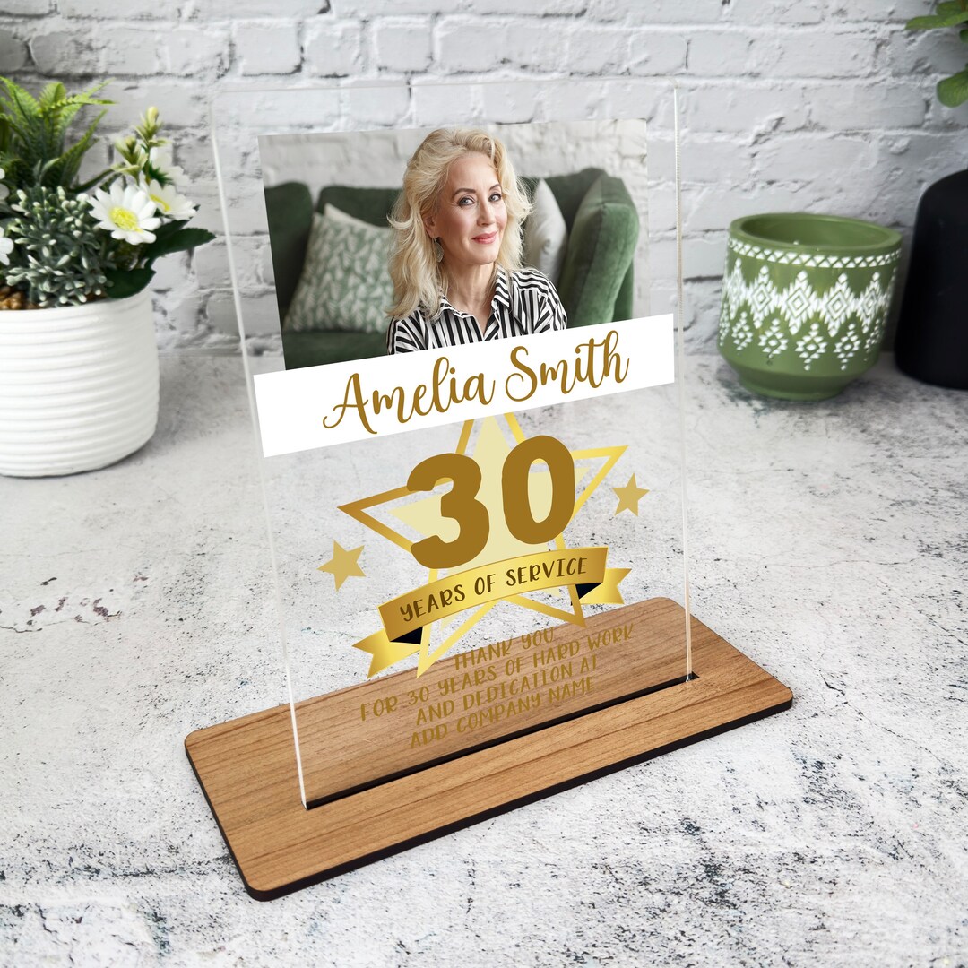 30 Years Service 30th Gold Anniversary Job Star Photo Gift Employee ...