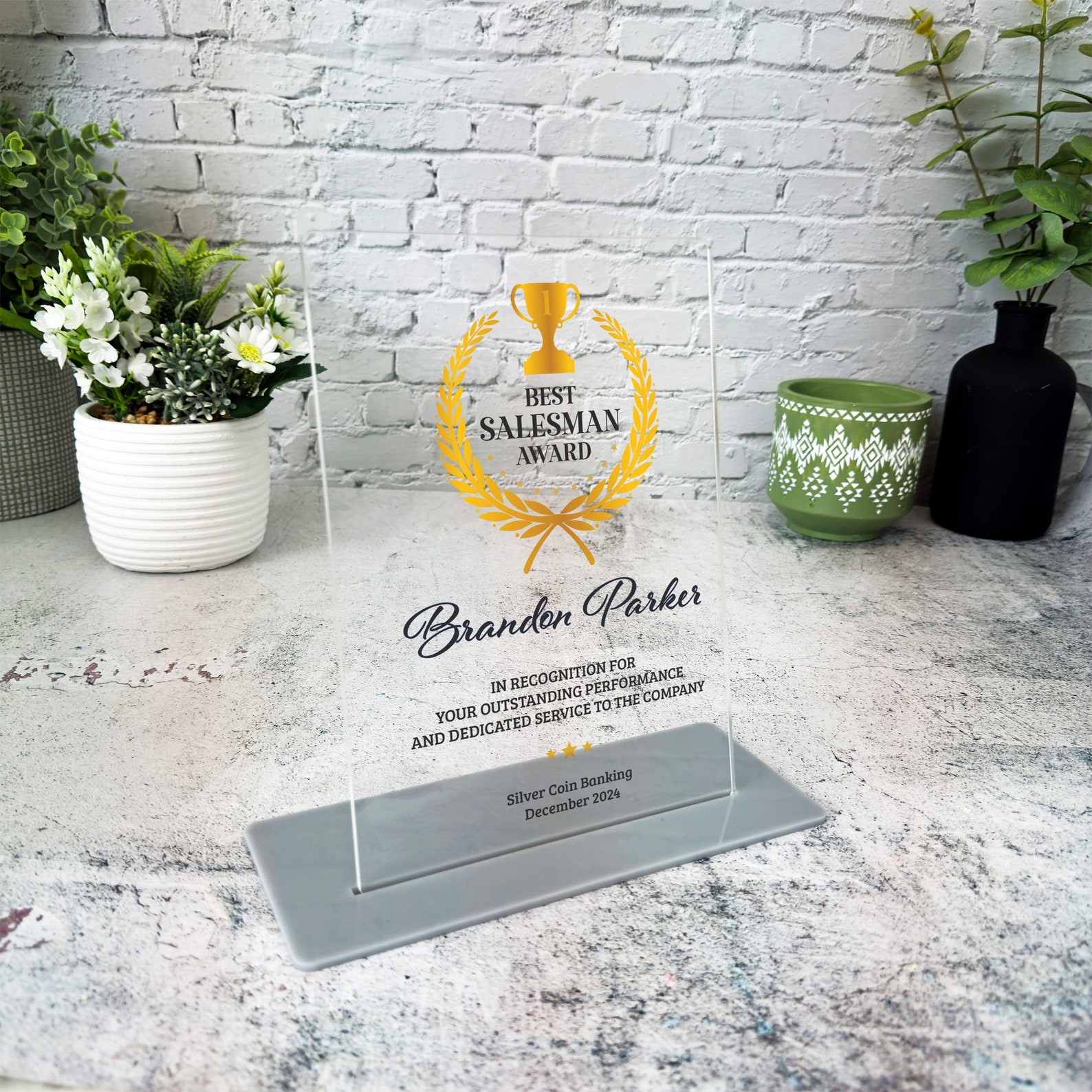Best Salesman Award Gold Trophy Gift Employee Employer Personalised ...
