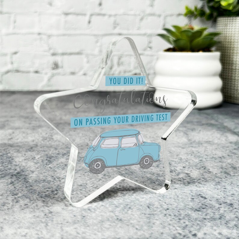 Congratulations Passing Driving Test Present Blue Car Star Plaque ...
