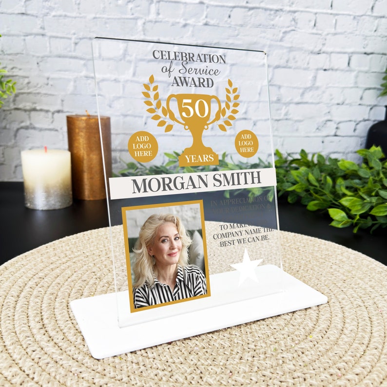 50 Years Service Work 50th Anniversary Trophy Photo Gift for Employee ...