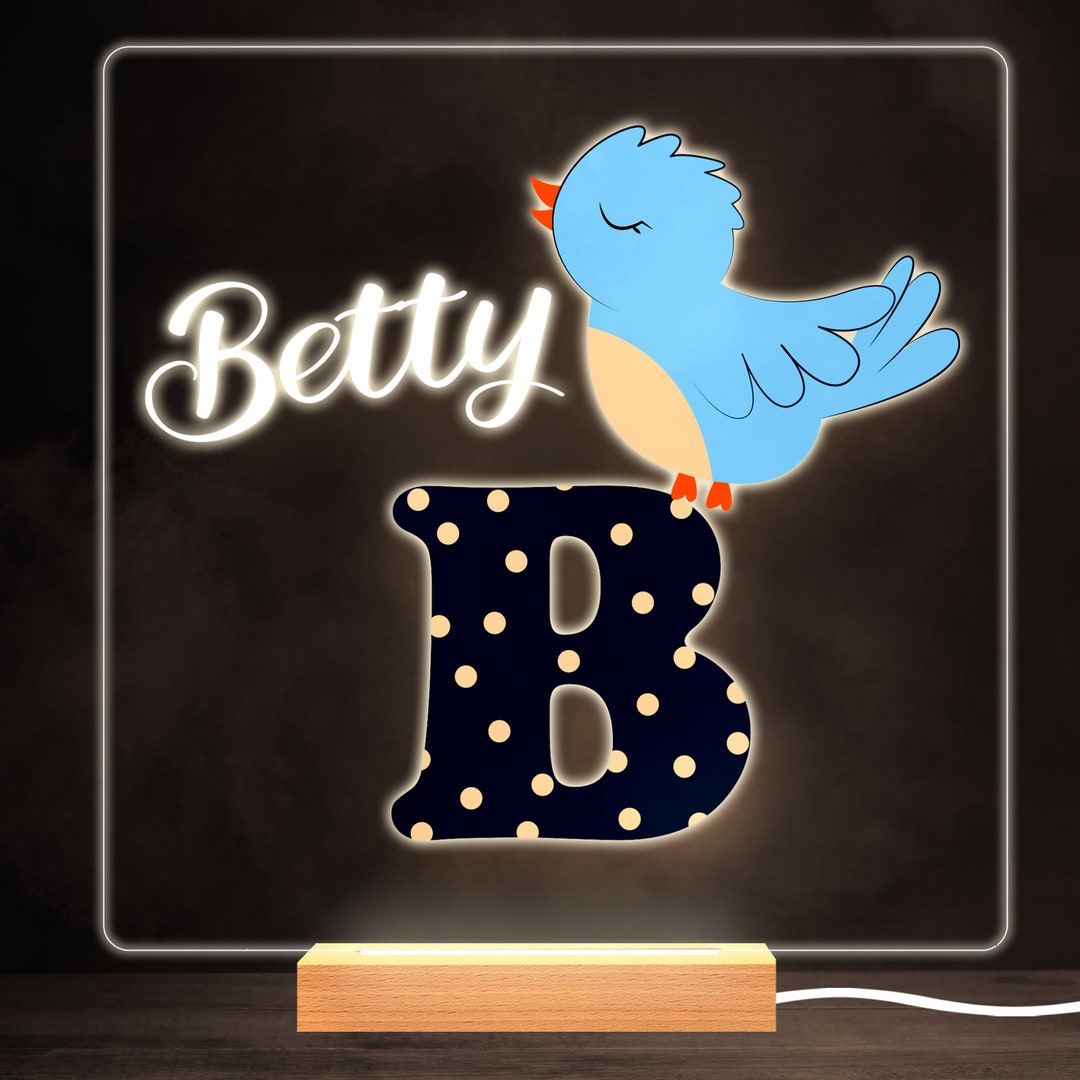 Animal Alphabet Letter B Colourful Square Personalised Gift LED Lamp ...