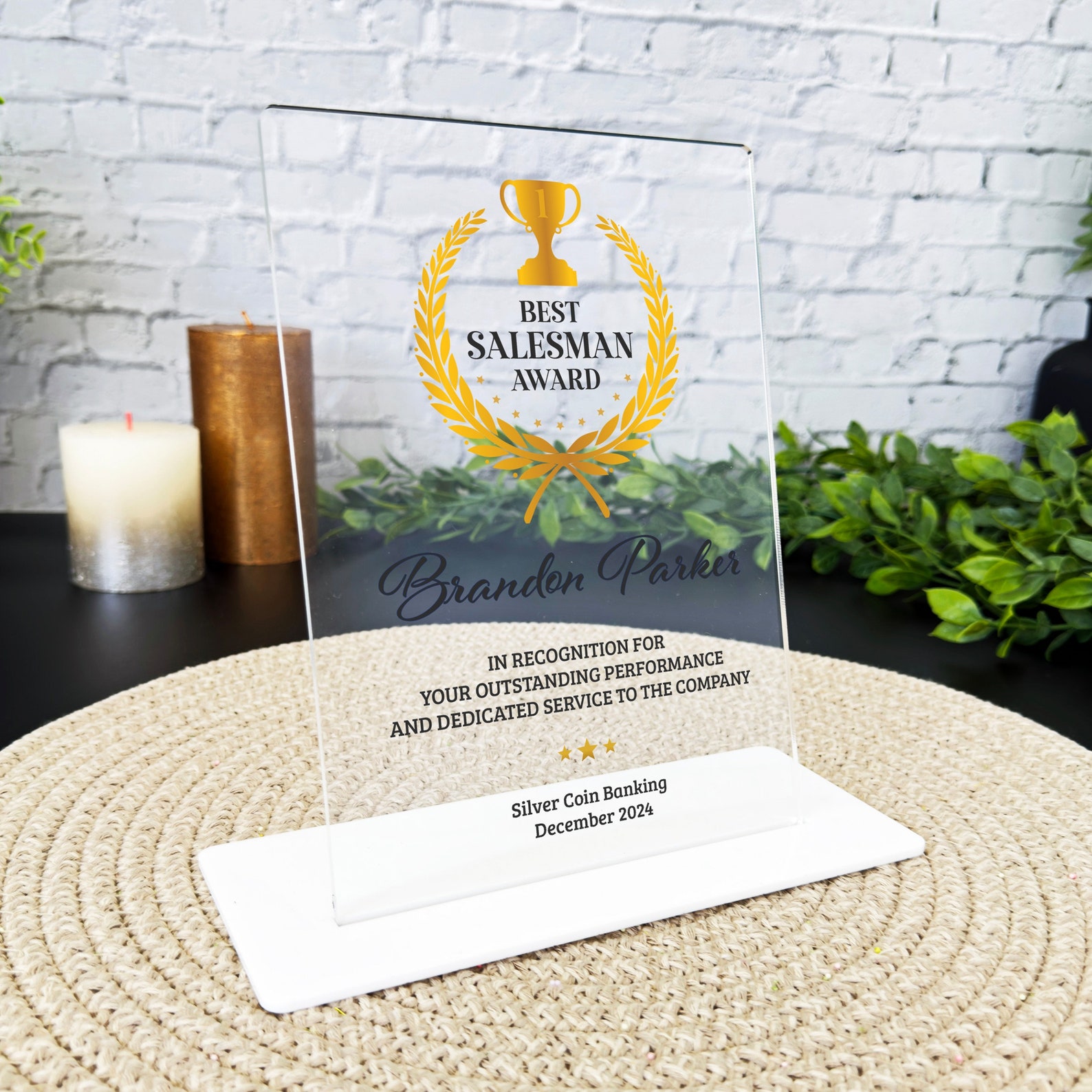 Best Salesman Award Gold Trophy Gift Employee Employer Personalised ...