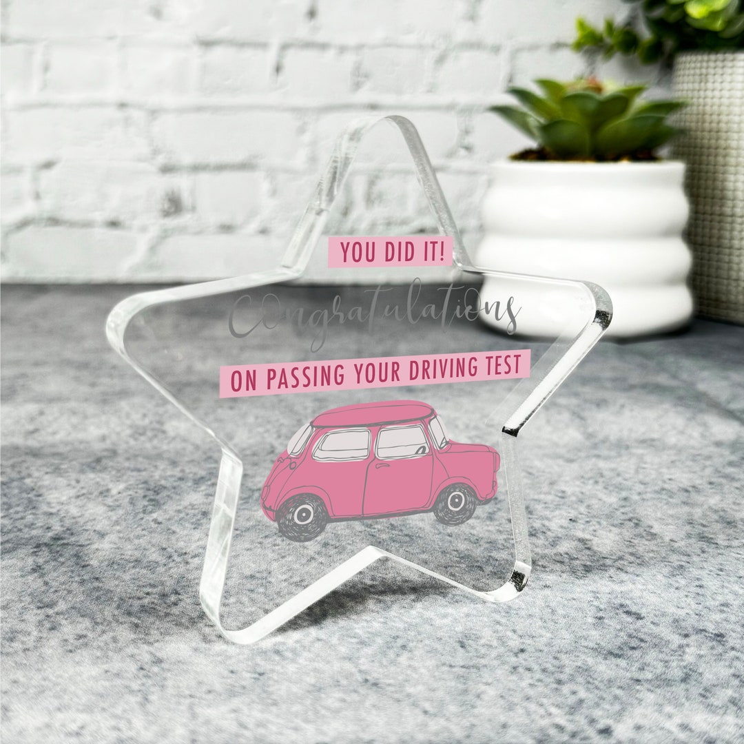 Congratulations Passing Driving Test Present Pink Car Star Plaque ...