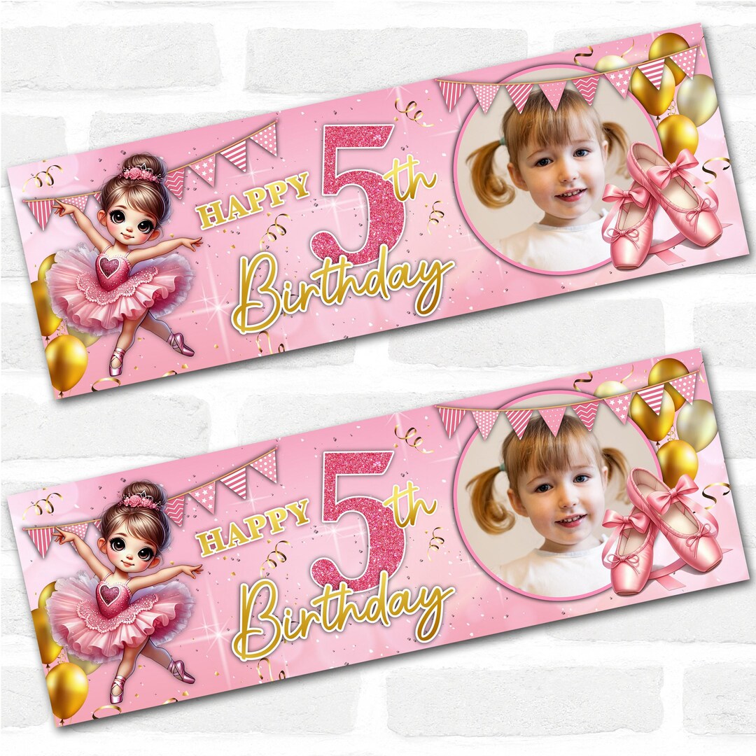 Personalised Party Banner for Kids Birthday Ballet Cute Girl Photo ...