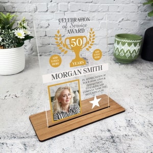 50 Years Service Work 50th Anniversary Trophy Photo Gift for Employee ...