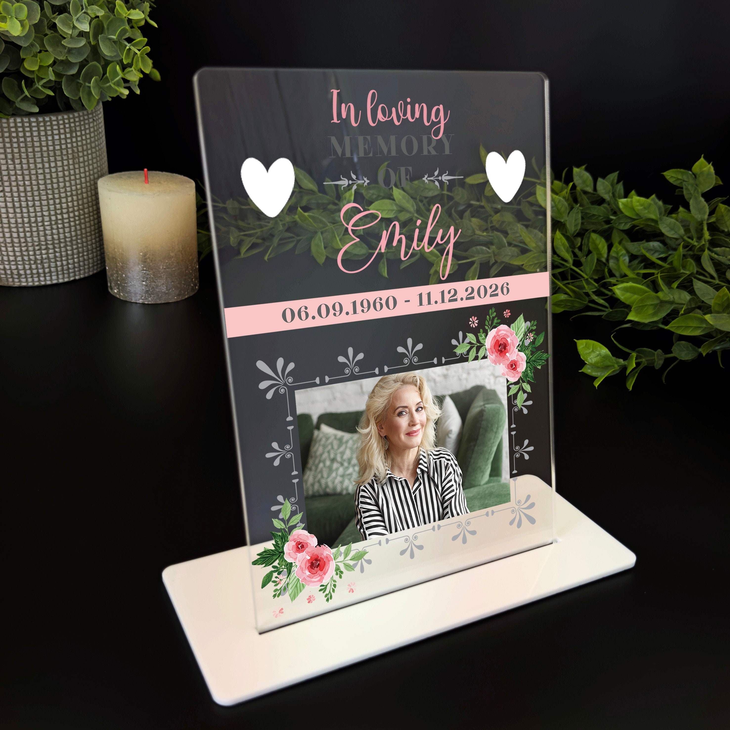 In Loving Memory Female Pink Flower Photo Keepsake Gift Personalised ...