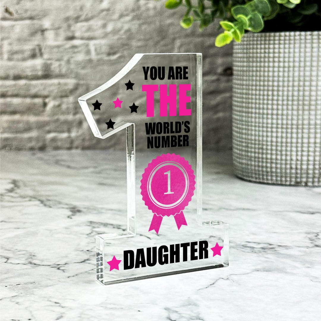 The World's No.1 Daughter Pink Gift Number One Award Keepsake Plaque ...