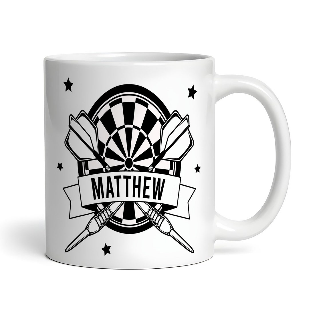 Darts Present Black White Coffee Tea Cup Personalised Mug Personalised ...