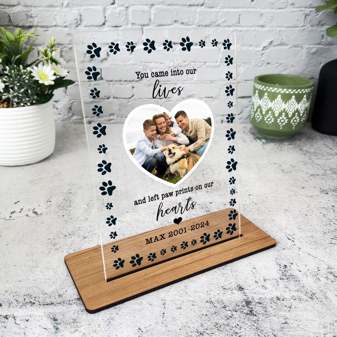 Memorial Keepsake Gift Paw Prints Frame Heart Photo Personalised Gift ...