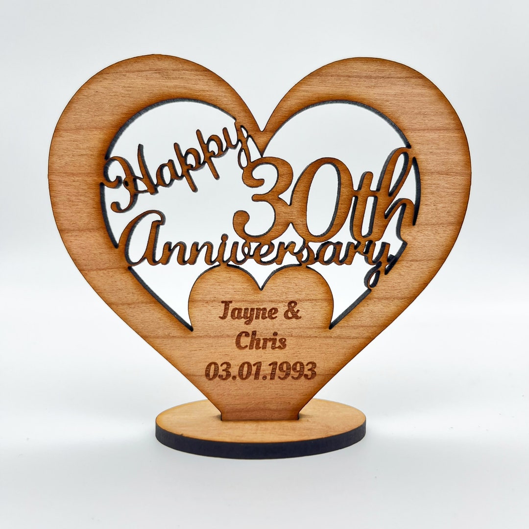 Happy 30th Wedding Anniversary Heart Engraved Keepsake Personalised ...