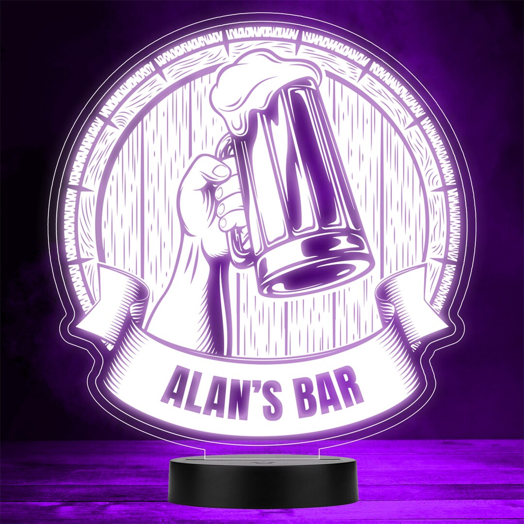 Hand Holding Glass Pint Tankard Home Bar Man Cave Colour Change Night ...