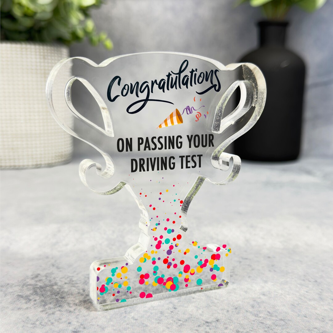 Congratulations Pass Driving Test Present Confetti Trophy Plaque ...