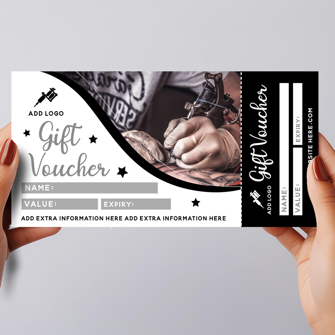 Tattoo Studio Black Any Details Perforated Business Gift Voucher - Etsy