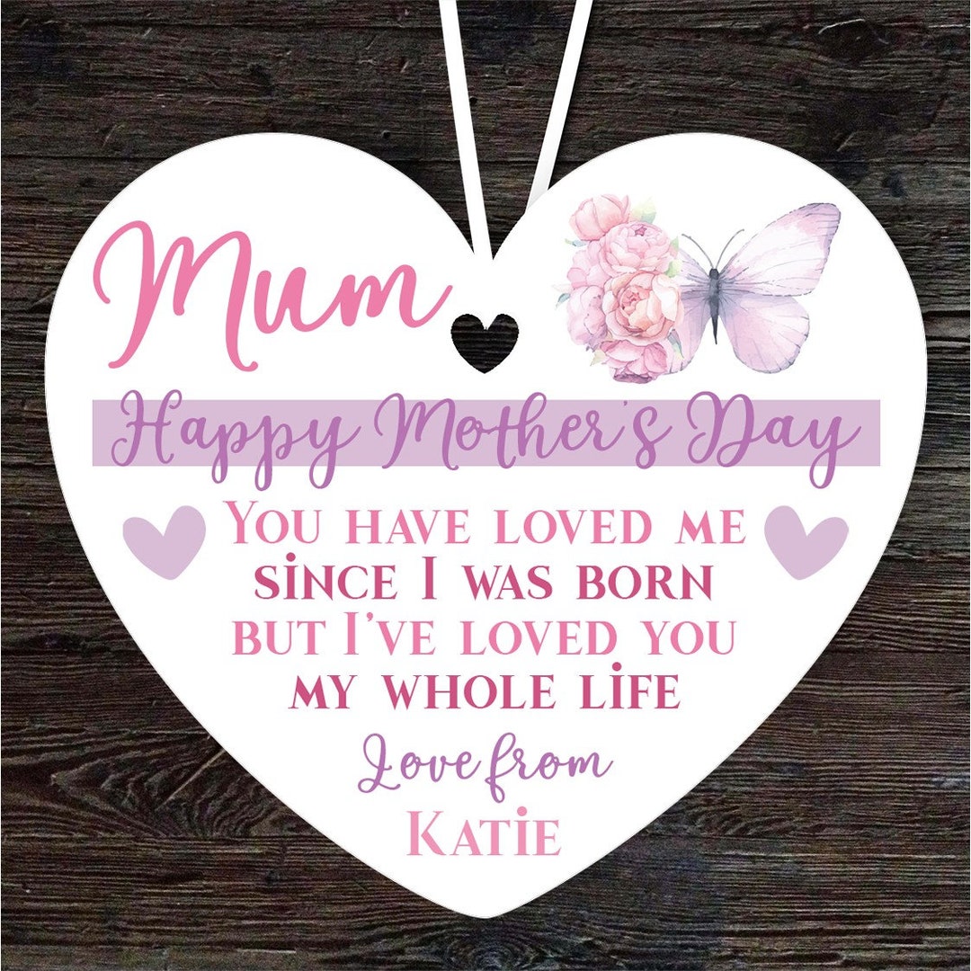 Mum Happy Mother's Day Gift Butterfly Heart Personalised Hanging ...