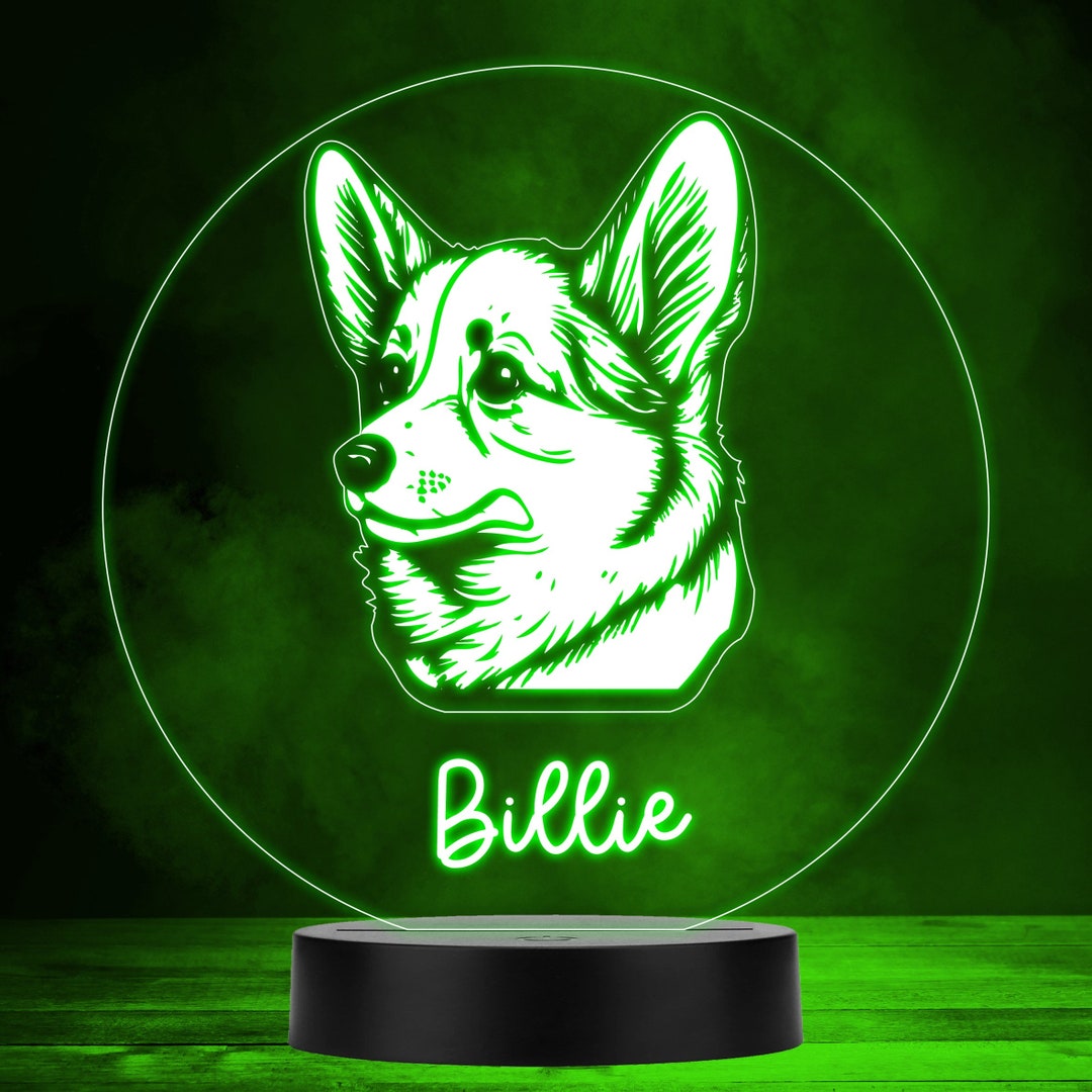 Corgi Dog Pet Silhouette Colour Changing Personalised Gift LED Lamp ...