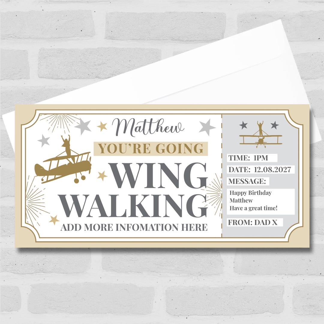 Wing Walking Flying Stars Gold Personalised Gift Voucher Surprise ...
